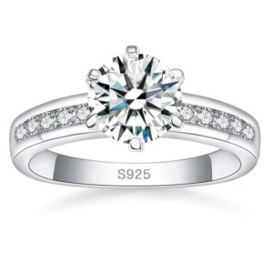 avecon 925 sterling silver engagement ring 2.5 carat 5a cubic zirconia round cut solitaire wedding ring for women size 6