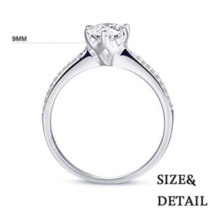 AVECON Classic 4.5 Carat Engagement Rings Cubic Zirconia Round Cut Solitaire Wedding Ring 925 Sterling Silver CZ Bands Rings for Women Size 6