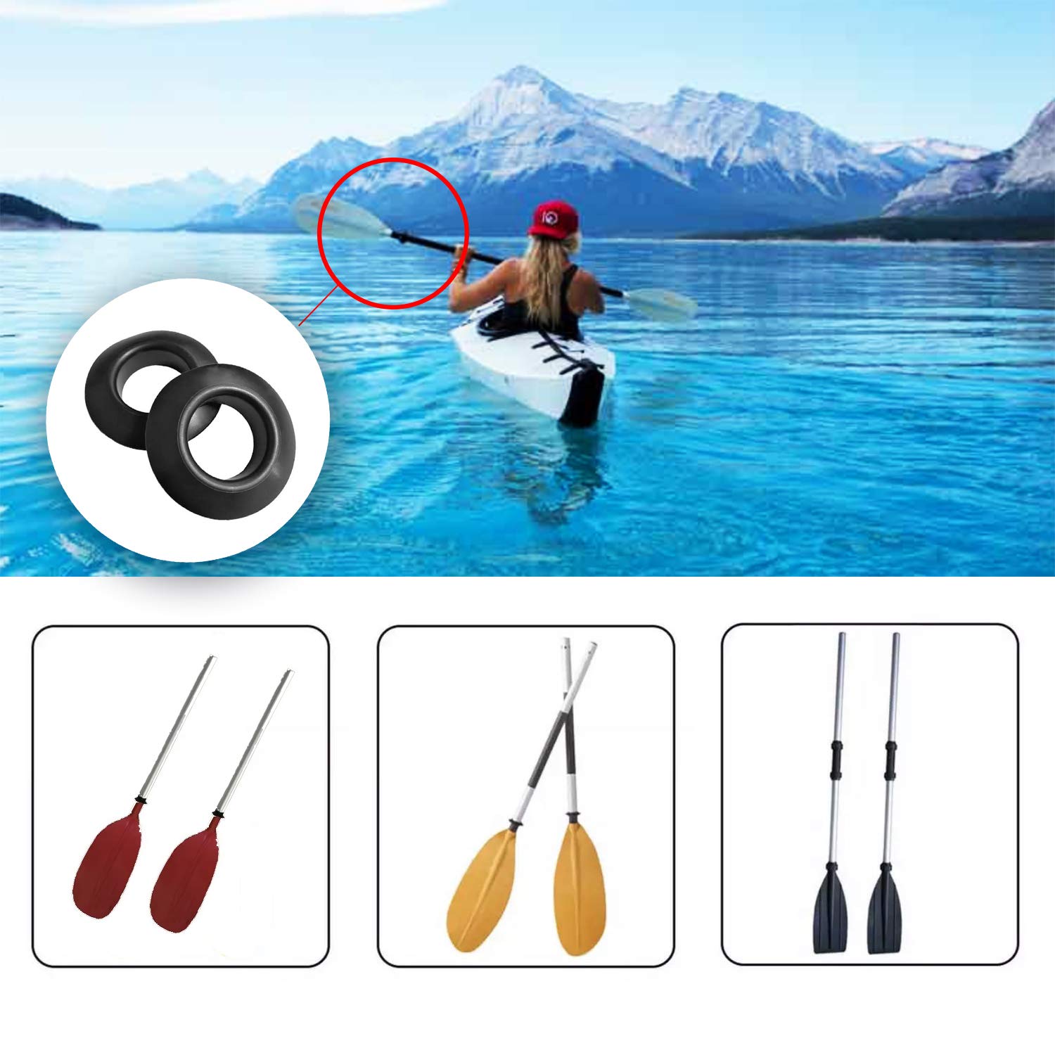 Tomato Palace Kayak Paddle Drip Rings, Canoe Paddles Drip Ring, Kayak Part Accessories (8 PCS)