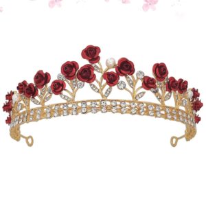 Rose Crown Rose Tiaras for Women Rose Designed Bride Headdress Wedding Hair Crown Rose Rhinestone Crown Wedding Girl Tiara Headdress