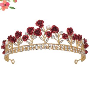 Rose Crown Rose Tiaras for Women Rose Designed Bride Headdress Wedding Hair Crown Rose Rhinestone Crown Wedding Girl Tiara Headdress