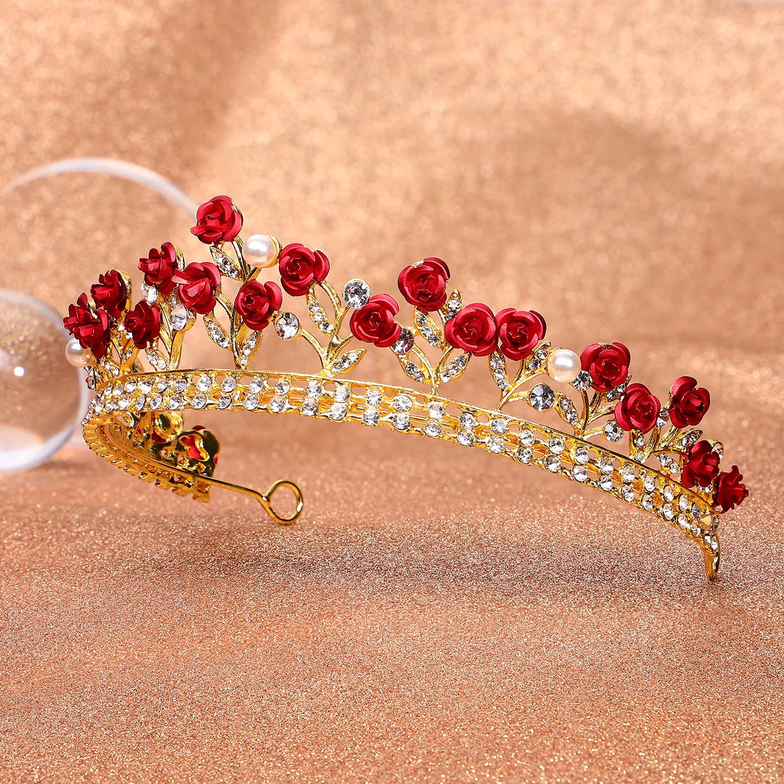 Rose Crown Rose Tiaras for Women Rose Designed Bride Headdress Wedding Hair Crown Rose Rhinestone Crown Wedding Girl Tiara Headdress