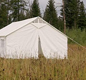 Elk Mountain Tents Outdoor Large Canvas Waterproof Wall Tent And Angle Kit With Screened Windows And Stove Pip Jack for 6 person tent, Best for Family Camping and Hunting Trip - 13x13 - Standard Model