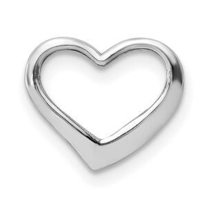 floating heart charm in real 14k white gold 10 mm x 12 mm