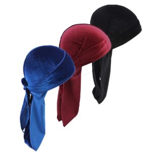 upsmile durags doo rag dew rags for men 360 waves 8pack velvet durags headwear skull hat headwraps for men women