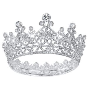 aoprie victoria 1870s crown for women silver crystal tiara for girls queen crowns and tiaras princess hair accessories for wedding prom bridal party halloween costume christmas birthday gifts