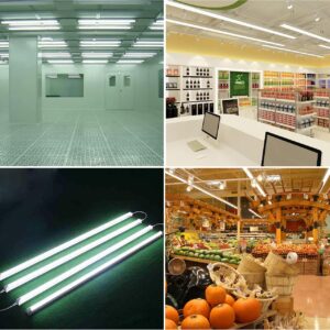 (Pack of 6)T8 4FT LED Integrated Tube Light Fixture, 24W Shop Light with ON/Off Switch Power Cord,6000K Supper White,Clear Cover,Single Strip Indoor Connectable Lamp,Replace Fluorescent Bulb Light