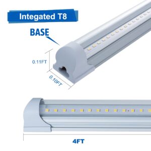 (Pack of 6)T8 4FT LED Integrated Tube Light Fixture, 24W Shop Light with ON/Off Switch Power Cord,6000K Supper White,Clear Cover,Single Strip Indoor Connectable Lamp,Replace Fluorescent Bulb Light