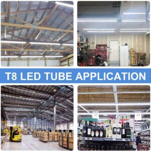 (Pack of 6)T8 4FT LED Integrated Tube Light Fixture, 24W Shop Light with ON/Off Switch Power Cord,6000K Supper White,Clear Cover,Single Strip Indoor Connectable Lamp,Replace Fluorescent Bulb Light