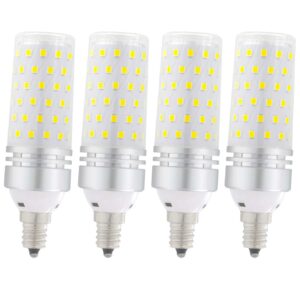 e12 led bulbs, candelabra led bulbs 100 watt equivalent,daylight white 6000k, led ceiling fan light bulbs,1500lm, non-dimmable led light bulb, led chandelier bulbs for ceiling fan,home lighting,4 pack