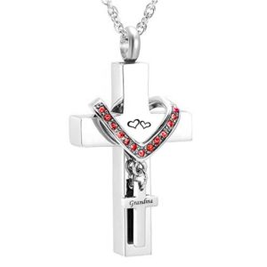 memorialu grandma cross urn necklaces for ashes red cremation keepsake memorial pendant necklace