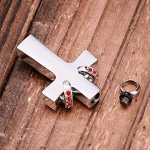 MEMORIALU Grandma Cross Urn Necklaces for Ashes Red Cremation Keepsake Memorial Pendant Necklace