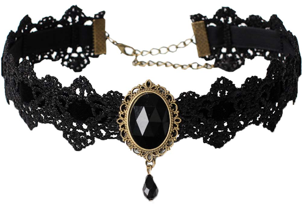 ALAIX Lace Choker with Faux Pearl Sexy Rock Style Vintage Necklace for Women and Girls Black