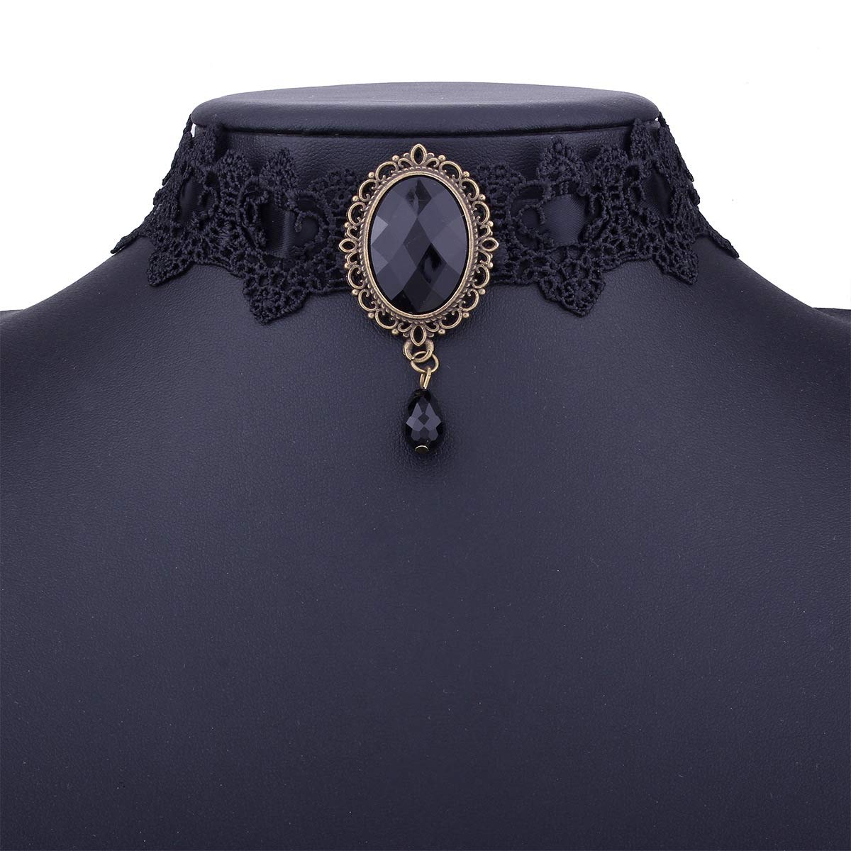 ALAIX Lace Choker with Faux Pearl Sexy Rock Style Vintage Necklace for Women and Girls Black