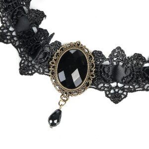 ALAIX Lace Choker with Faux Pearl Sexy Rock Style Vintage Necklace for Women and Girls Black