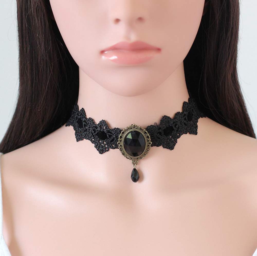 ALAIX Lace Choker with Faux Pearl Sexy Rock Style Vintage Necklace for Women and Girls Black