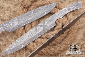 huntex unique custom handmade hand-forged twist pattern damascus steel 13 inch long full tang razor sharp hunting blank blade neck sticker knife