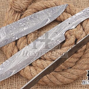 HUNTEX Unique Custom Handmade Hand-Forged Twist Pattern Damascus Steel 13 Inch Long Full Tang Razor Sharp Hunting Blank Blade Neck Sticker Knife