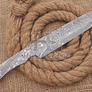 HUNTEX Unique Custom Handmade Hand-Forged Twist Pattern Damascus Steel 13 Inch Long Full Tang Razor Sharp Hunting Blank Blade Neck Sticker Knife