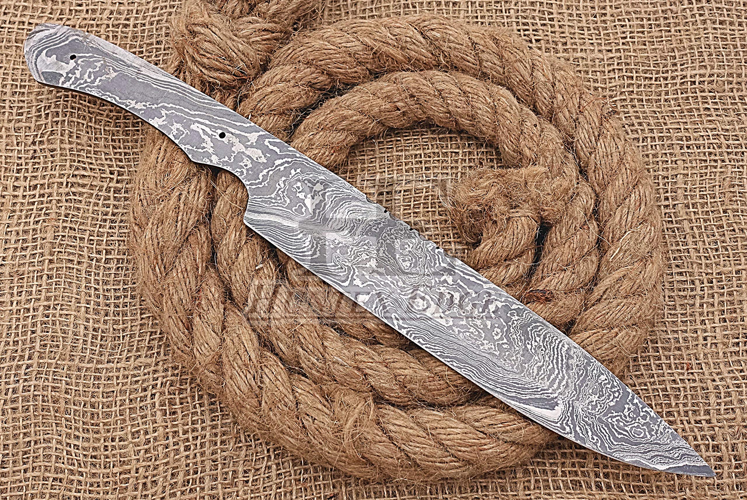 HUNTEX Unique Custom Handmade Hand-Forged Twist Pattern Damascus Steel 13 Inch Long Full Tang Razor Sharp Hunting Blank Blade Neck Sticker Knife