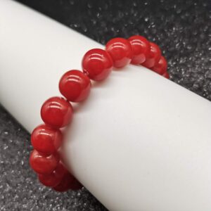 Homelavie Feng Shui Pixiu Bracelet 10mm Amulet Dragon Natural Stone Beads Bracelet Attract Wealth Money and Good Luck(Red)