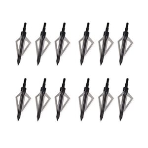 hunting broadheads, 12pk 3 blades archery broadheads 100 grain screw-in arrow heads arrow tips for crossbow and compound bow black(pack of 12)