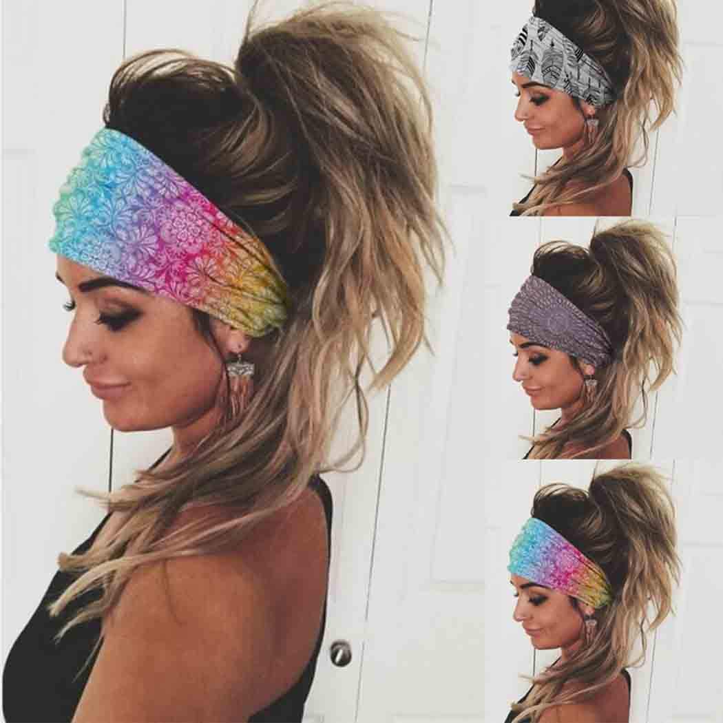 Olbye Boho Headbands 3 Pack - Women's Wide Hairbands, Turban Headbands, Workout Head Wraps, Yoga Hair Scarfs, Fashion Hair Accessories for Women and Girls