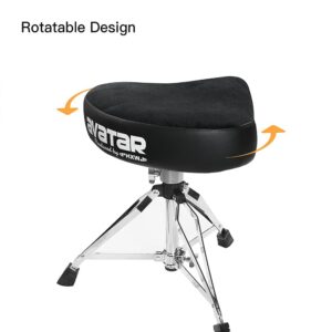 HXW Heavy Duty Drum Throne Seat for Adults, Height Adjustable and Rotatable, Cozy Motorcycle Style Stool Chair with Double Braced Anti-Slip Feet