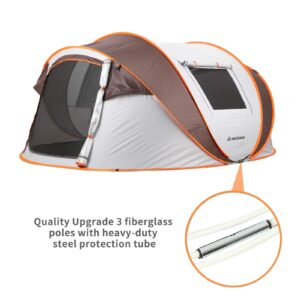 EchoSmile Camping Instant Tent, 2 to 8 Person , Water Resistant Dome Pop Up Tent, Easy Setup for Camping Hiking and Outdoor, Portable with Carry Bag, for 4 Seasons, White&Brown