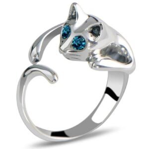 shiysrl exquisite jewelry ring love rings women cute alloy faux gemstone blue eyes cat open finger ring party jewelry gift wedding band best gifts for love with valentine's day