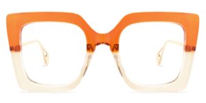 zeelool chic oversized thick square eyeglasses frame for women with non-prescription clear lens qatar zop01892-05 orange