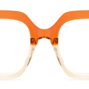 Zeelool Chic Oversized Thick Square Eyeglasses Frame for Women with Non-prescription Clear Lens Qatar ZOP01892-05 Orange