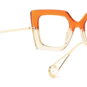 Zeelool Chic Oversized Thick Square Eyeglasses Frame for Women with Non-prescription Clear Lens Qatar ZOP01892-05 Orange