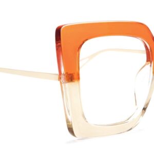 Zeelool Chic Oversized Thick Square Eyeglasses Frame for Women with Non-prescription Clear Lens Qatar ZOP01892-05 Orange