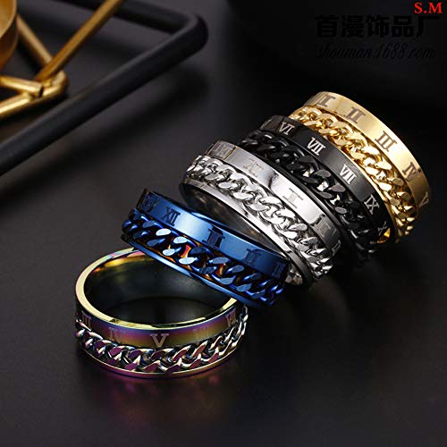 SEniutarm Engagement Love Rings Wedding Bands Unisex Fashion Titanium Steel Roman Numerals Twist Chain Ring Party Jewelry Gift for Women/Girl Finger Rings DIY Jewelry Gifts - Blue US 9