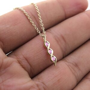 Dazzlingrock Collection Round Pink Sapphire Ladies Twist 3 Stone Infinity Pendant (Color Pink, Clarity Highly Included), 10K Yellow Gold