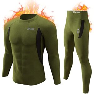 romision thermal underwear for men, fleece lined long johns hunting gear base layer top bottom set for cold weather