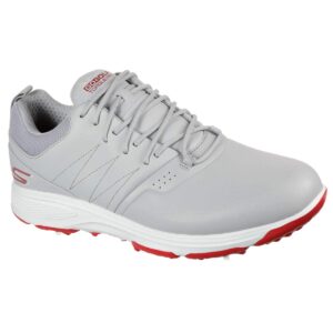 skechers mens torque pro waterproof golf shoe, gray/red, 9.5 us