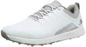 skechers mens elite 4 waterproof golf shoe, white/gray victory, 10 wide us