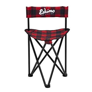 eskimo folding ice chair, standard, buffalo plaid adjustable height, alloy steel red/black