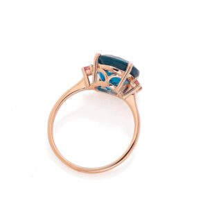 YoTreasure 3.90 Ct. London Blue Topaz Pink Tourmaline Solid 10kt Rose Gold Engagement Ring