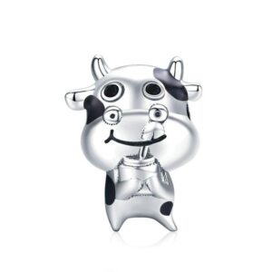 cow charm 925 sterling silver cat charm bat charm peacock charm animal charm birthday charm gift charm for pandora charm bracelet (cow)