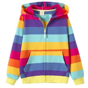 julerwoo toddlers rainbow zipper sweatshirts hoodie stripes cotton outft (5t,rainbow)