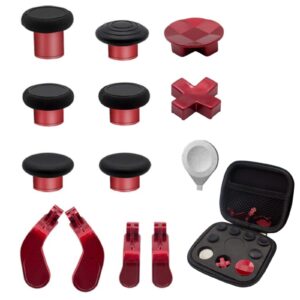 easegmer plating elite series 2 kits - 13 in 1 metal swap thumbsticks joysticks, trigger paddles, d-pads and tool for xbox elite controller series 2 model 1797, elite series 2 core controller (red)