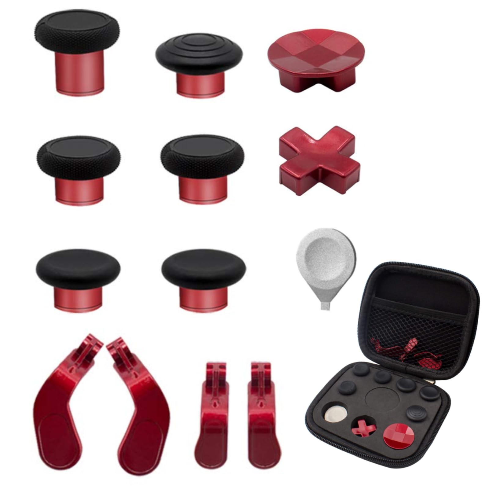 Easegmer Plating Elite Series 2 Kits - 13 in 1 Metal Swap Thumbsticks Joysticks, Trigger Paddles, D-pads and Tool for Xbox Elite Controller Series 2 Model 1797, Elite Series 2 Core Controller (Red)