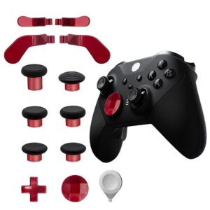 Easegmer Plating Elite Series 2 Kits - 13 in 1 Metal Swap Thumbsticks Joysticks, Trigger Paddles, D-pads and Tool for Xbox Elite Controller Series 2 Model 1797, Elite Series 2 Core Controller (Red)