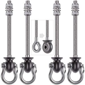 dolibest set of 4 permanent antirust stainless steel 304 heavy duty swing hangers, playground porch yoga,for wood and steel beam yoga hammock chair punching 1500lb capacity,180° swing, 7.67''