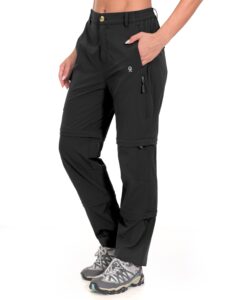 little donkey andy women's stretch convertible pants, zip-off quick-dry hiking pants black size m