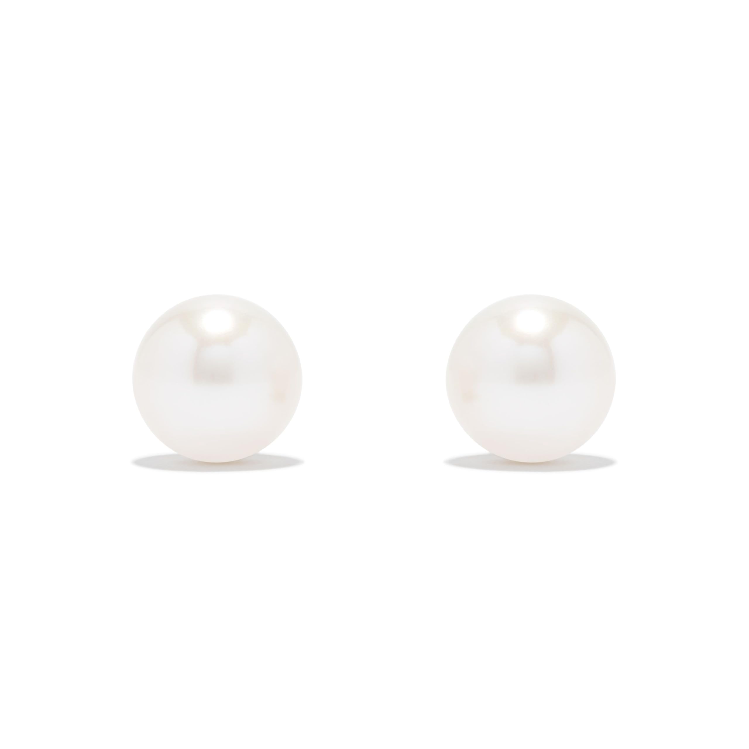 14K Gold AAAA Round White Freshwater Cultured Pearl Classic Bridal Stud Earrings - Choice of Pearl Size (11.0-12.0mm, Yellow Gold)