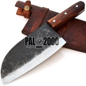 PAL 2000 KNIVES CL 9832 Custom Handmade Carbon Steel Fixed Blade 7 Inch Cleaver Knife Rosewood handle with Sheath